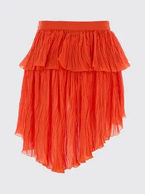 Blumarine Pleated Tiered Asymmetrical Mini Skirt - Orange