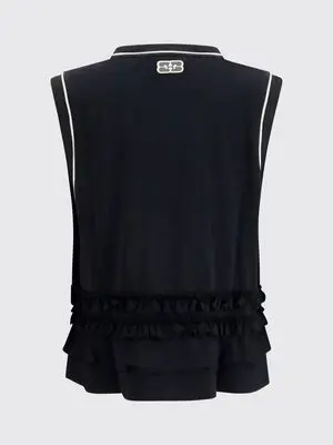 GANNI Sleeveless Polyester Top With Printed Logo And Flounces