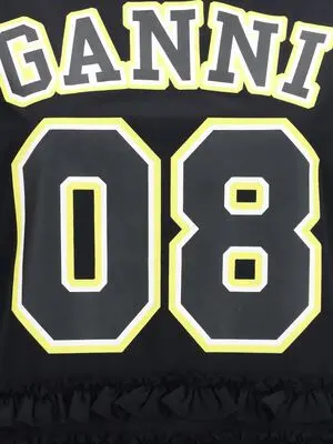 GANNI Sleeveless Polyester Top With Printed Logo And Flounces