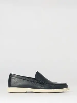 BOSS Hammered Leather Loafers - Blue