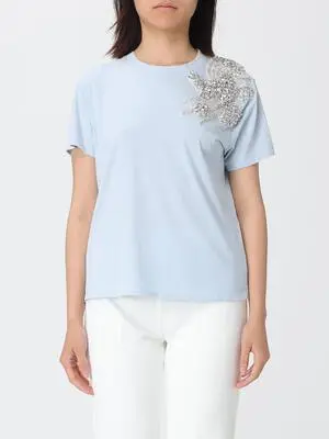 Liu Jo Cotton T-shirt With Crystals - Sky