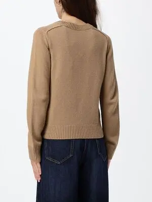 Burberry Cashmere Crewneck Sweater With Embroidered Ekd Logo - Camel