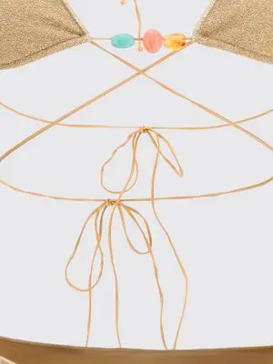 Oseree Low-waisted Triangle Bikini In Lurex With Beaded Embroidery