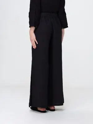 120% Lino Wide Linen Trousers - Black
