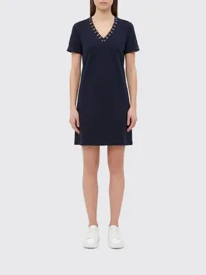 Liu Jo Cotton Blend Mini Dress With Metallic Eyelets - Black