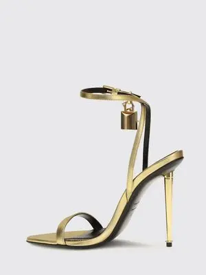 TOM FORD Padlock Laminated Leather Sandals With Stiletto Heel