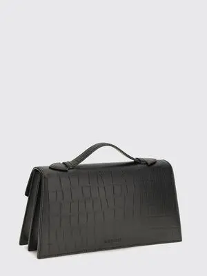Alexander McQueen Croc-effect Calfskin Handbag Alexander With Skull Embellishment