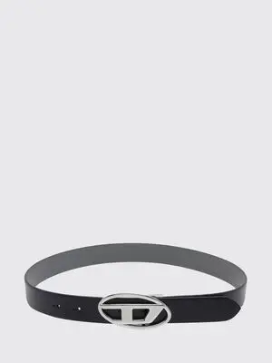 DIESEL® Belt With Oval Logo Buckle - Black