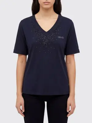 Liu Jo Cotton T-shirts With Rhinestones Black