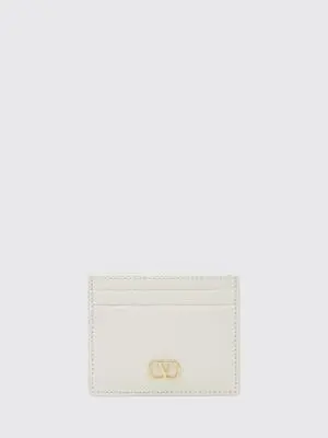 Valentino Garavani Vlogo Signature Grained Leather Credit Card Holder - Ivory