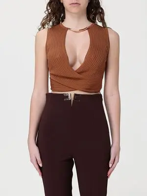 Elisabetta Franchi Viscose Blend Cropped Top - Leather