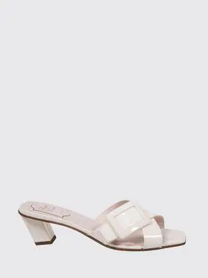 ROGER VIVIER Belle Vivier Patent Leather Mules - White