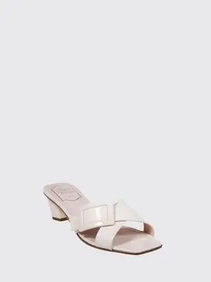 ROGER VIVIER Belle Vivier Patent Leather Mules - White