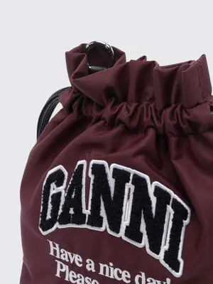 GANNI Mini Nylon Drawstring Bag With Logo Patch