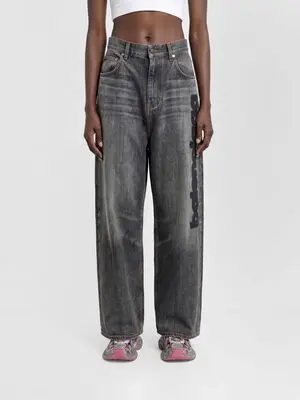 Balenciaga Palazzo Denim Jeans With Logo - Grey