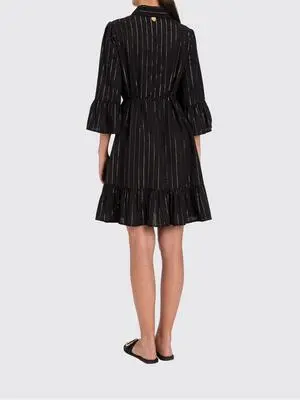TWINSET Cotton Lurex Blend Striped Mini Shirt Dress