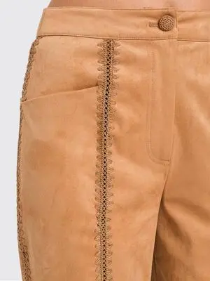 TWINSET Slim Fit Faux Suede Trousers