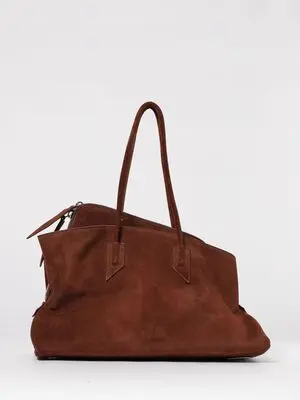 Attico La Passeggiata Medium Shoulder Bag In Suede Leather - Brown