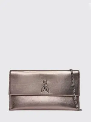 Patrizia Pepe Laminated Leather Clutch - Grey