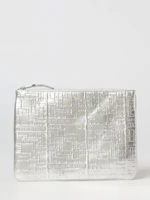 Comme Des Garçons Embossed Leather Pouch - Silver