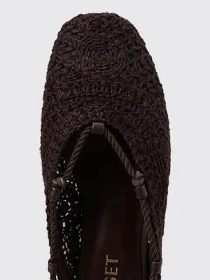 TWINSET Crochet Cotton Ballerina Flats With Ankle Tie Fastening