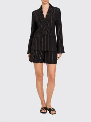 TWINSET Pinstriped Cotton Blend Double Breasted Blazer