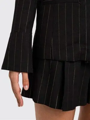TWINSET Pinstriped Cotton Blend Double Breasted Blazer