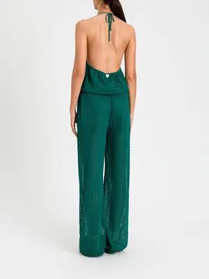 TWINSET Crochet Halterneck Jumpsuit With Wide Leg