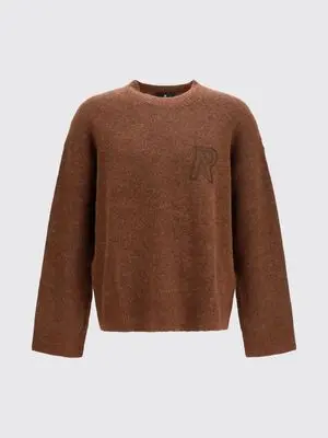 REPRESENT Crewneck Alpaca Wool-blend Sweater With Jacquard Logo And Dropped Shoulders - Cocoa