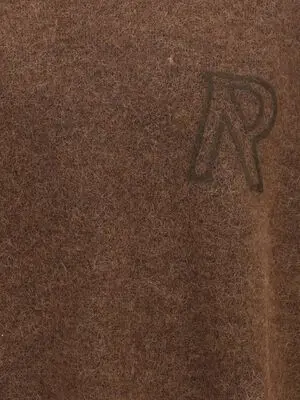 REPRESENT Crewneck Alpaca Wool-blend Sweater With Jacquard Logo And Dropped Shoulders - Cocoa