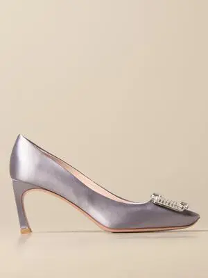 ROGER VIVIER Trompette Court Shoes In Satin With Crystal Buckle - Pearl