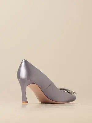 ROGER VIVIER Trompette Court Shoes In Satin With Crystal Buckle - Pearl