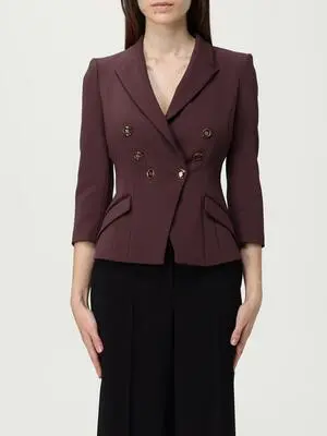 Elisabetta Franchi Double Breasted Blazer - Wine