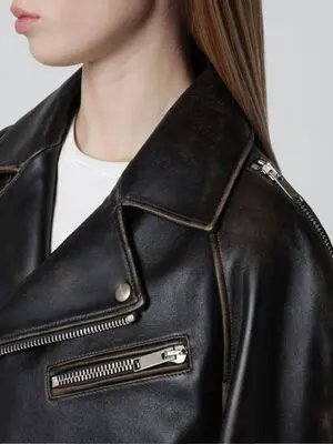 HALFBOY Cropped Leather Biker Jacket