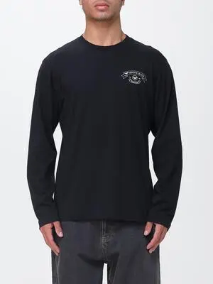 Emporio Armani Long-sleeved Contrast Logo Cotton T-shirt - Black