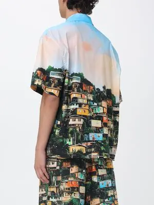 LANEUS Printed Stretch Cotton Shirt