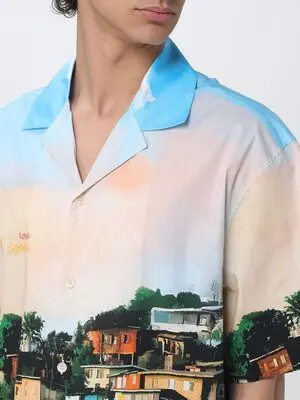 LANEUS Printed Stretch Cotton Shirt