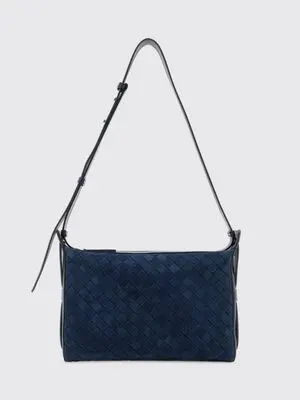 Bottega Veneta Tribeca Woven Suede Shoulder Bag - Silver