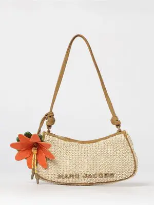 Marc Jacobs The Summer Suede And Crochet Raffia Bag With Flower Charm - Beige