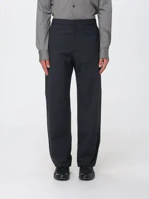 Emporio Armani Slim Fit Wool Blend Pants With Slant Pockets - Grey
