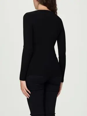 Elisabetta Franchi Ribbed V-neck Long Sleeve Jumper With Gold-tone Buttons