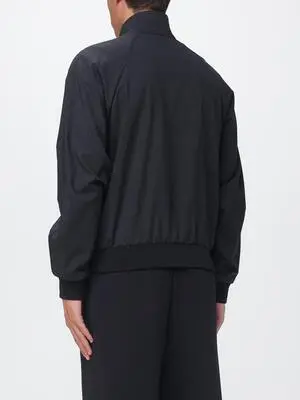 Emporio Armani Wool-blend Bomber Jacket With High Neck And Tone-on-tone Logo - Grey