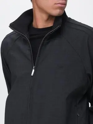 Emporio Armani Wool-blend Bomber Jacket With High Neck And Tone-on-tone Logo - Grey