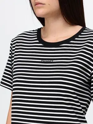 TWINSET Striped Cotton T-shirt With Embroidered Logo - Black