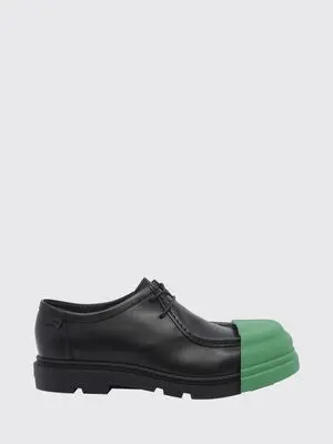 Camper Smooth Calfskin Leather Derby Shoes With Rubber Toe Cap - Black