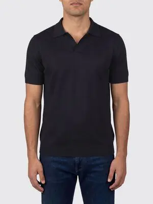 Tagliatore Cotton And Linen Polo Shirt Black