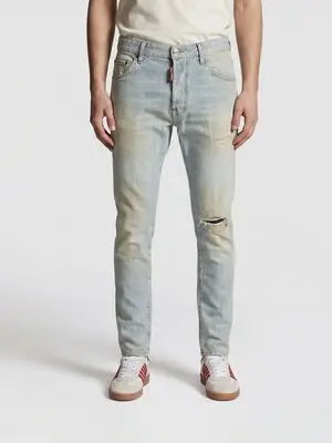 Dsquared2 Skinny Fit Distressed And Used Denim Jeans - Blue