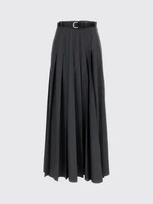 SELF-PORTRAIT High-waisted Pleated Midi Skirt With Belt