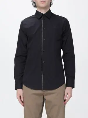 Burberry Slim Fit Cotton Shirt With French Collar And Embroidered Ekd Logo - Black