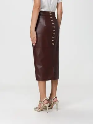 Elisabetta Franchi Leather Midi Skirt With Embellished Back